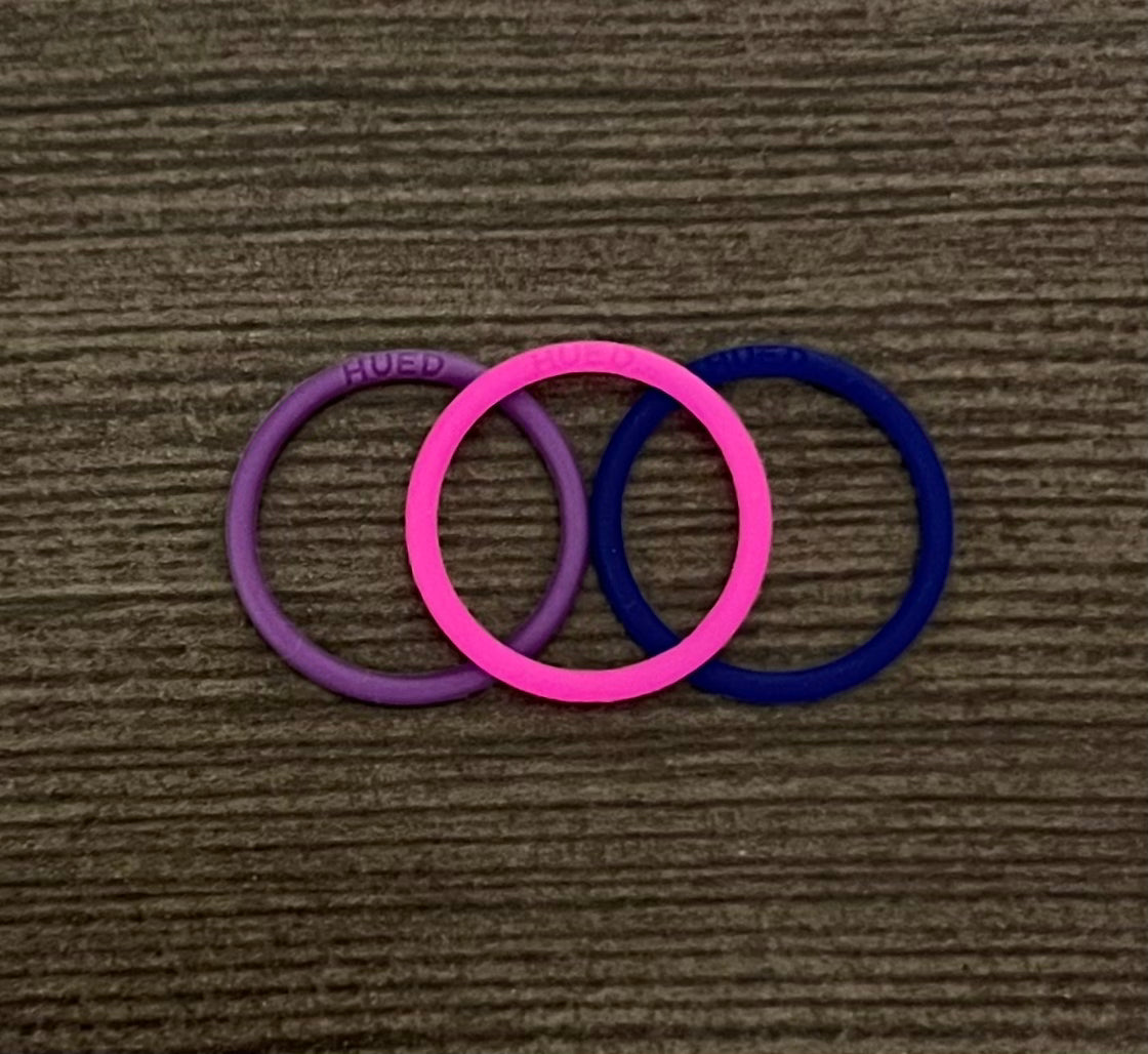 Bisexual Pride Flag Stacking Rings By Hued Bracelets